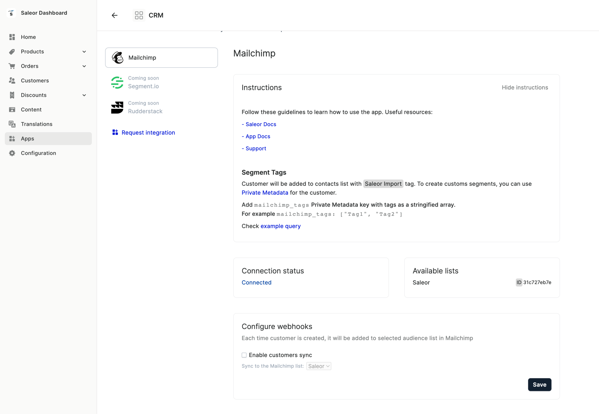 CRM - Saleor App Store